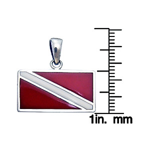 Jewelry Trends Sterling Silver Scuba Diver Down Flag Red Enameled Pendant