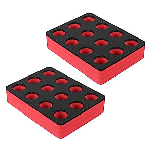 Polar Whale 2 Shot Glass Holders Organizer Modern Tray for Home Kitchen Bar or Club Party Durable Red and Black Durable Foam Serving Rack 10 Inches Wide Each Holds 12 Shots