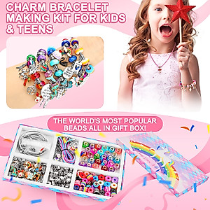Daplibo 2024 Newest 150 Pcs Charm Bracelet Making Kit, Kids Jewelry Making Kit for Girls Toys, DIY Crystal Bracelet Set for Girls Birthday Gifts, Cool Arts and Crafts for Kids Girls Ages 6 7 8-12