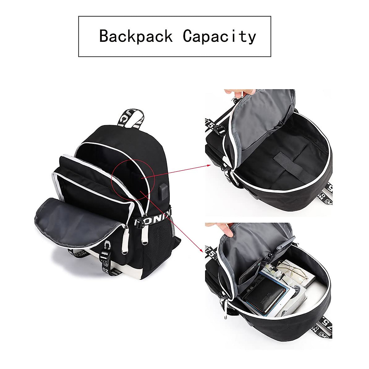 TIMMOR MAGIC Anime SK8 Cosplay The Infinity Laptop Backpack with USB Charging Port, Middle School College Bookbags for Women Men.(Black4)