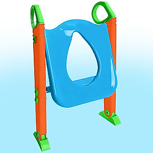 Potty Training Seat Toilet with Ladder - Potty Step Stool for Kids Toddlers w/Handles. Sturdy, Safe & Adjustable Height. Non-Slip Steps & Anti Slip Pads. Trainer Folds Easy for Boys Girls Baby