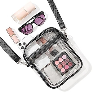 TOBVZOO Clear Bag Stadium Approved｜Clear Crossbody Bags for Women Men｜Clear Purse for Concerts Festivals Sports Events (Black - waterproof zipper)