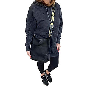 Pinafore Vegan Leather Crossbody Fashion Shoulder Bag | Soft, Magnetic Closure Handbag Purse for Women with Adjustable & Removable Guitar Strap, Black