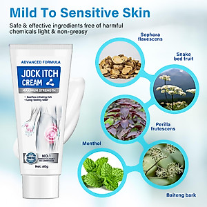 iTecFreely Jock Itch Cream, Powerful & Fast Jock Itch Cream, Jock Itch Care Extra Strength for Men & Women, Tinea Corporis, Itch Cream- 60g
