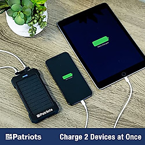 4Patriots Patriot Power Cell: Portable Solar Power Bank, Rechargeable External Battery 2 USB Ports, 8,000 mAh Lithium Polymer Battery, LED Flashlight, Great for Hiking or Emergencies