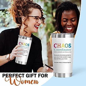 JEWOU Gifts for Women - Gifts for Boss Lady - Chaos Coordinator Gifts - Thank You Gifts for Coworker, Manager, Teacher - Birthday Gifts for Women Boss Day Gifts - 20 Oz Stainless Steel Tumbler