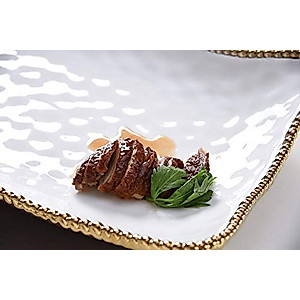 Pampa Bay Porcelain Rectangular Serving Platter Tray (Gold)