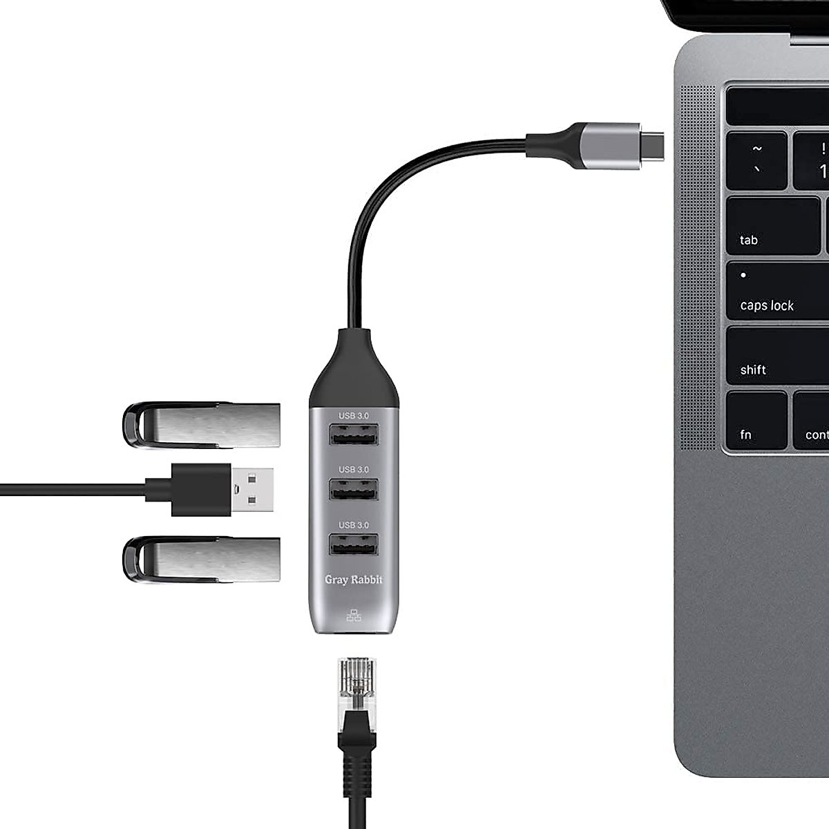 USB C to Ethernet Adapter,USB C to RJ45 10/100/1000 Gigabit Ethernet, USB C to USB 3.0 HUB, Compatible with MacBook Pro, iPad Pro, MacBook/Air, iPad Air 2020, XPS 15/13, Surface Book 2 …