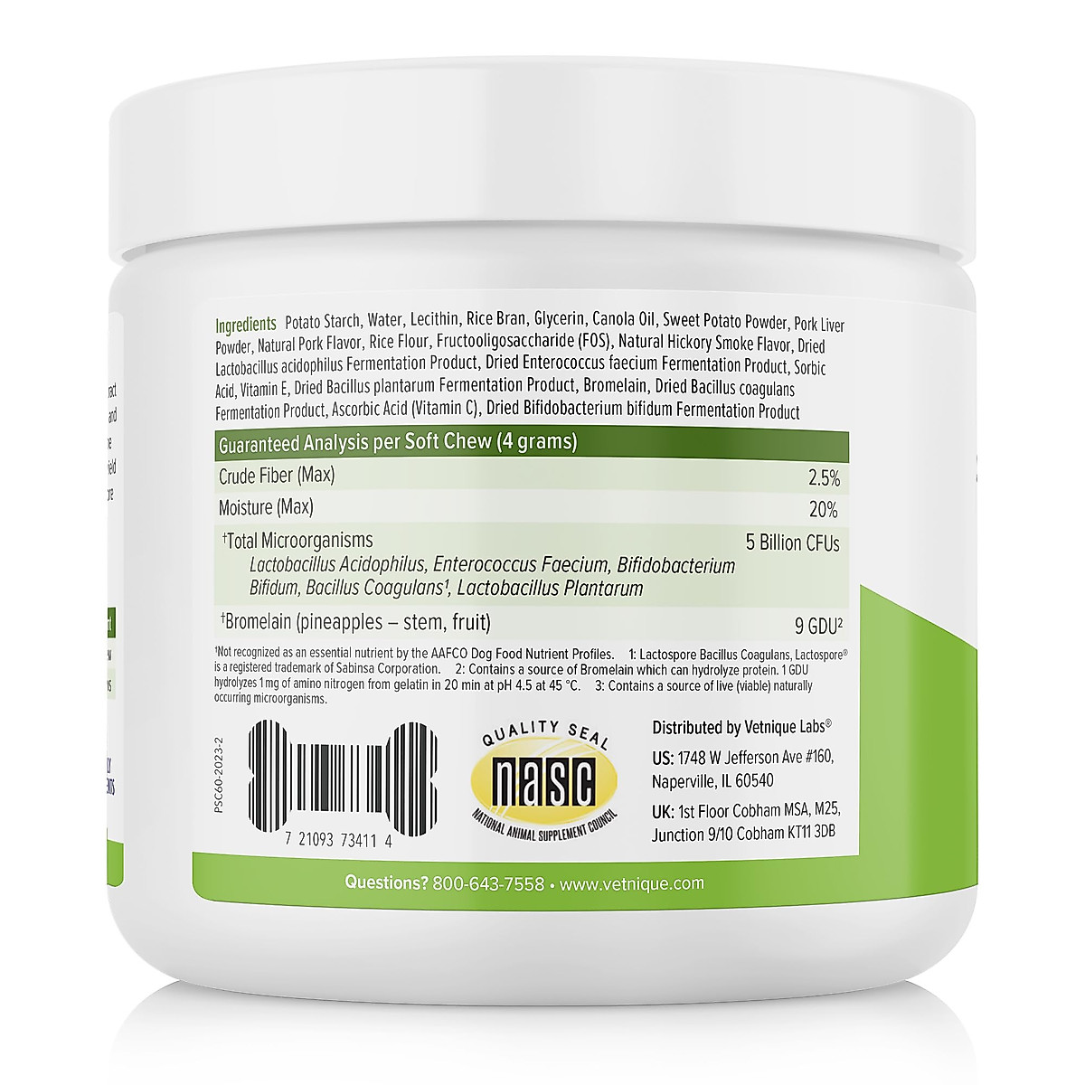 Vetnique Labs Profivex Probiotics for Dogs All Natural Dog Chews & Powder for Digestive Health Probiotic Supplements for Dogs 5 Strains of Probiotics & Prebiotics (Soft Chews, 60ct)