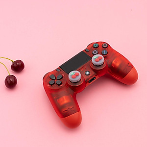 GeekShare Fruits Theme Playstation 4 Controller Thumb Grips, Thumbsticks Cover Set Compatible with Switch Pro Controller and PS4 PS5 Controller, 4 Pcs - Cherry and Turnip