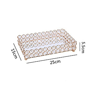 N/A Gold Glass Tray Cosmetic Container Lipstick Necklace Desktop Rack Storage Jewelry Metal Storage Tray Tray (Color : Gray, Size : 25x 15x5.5cm)