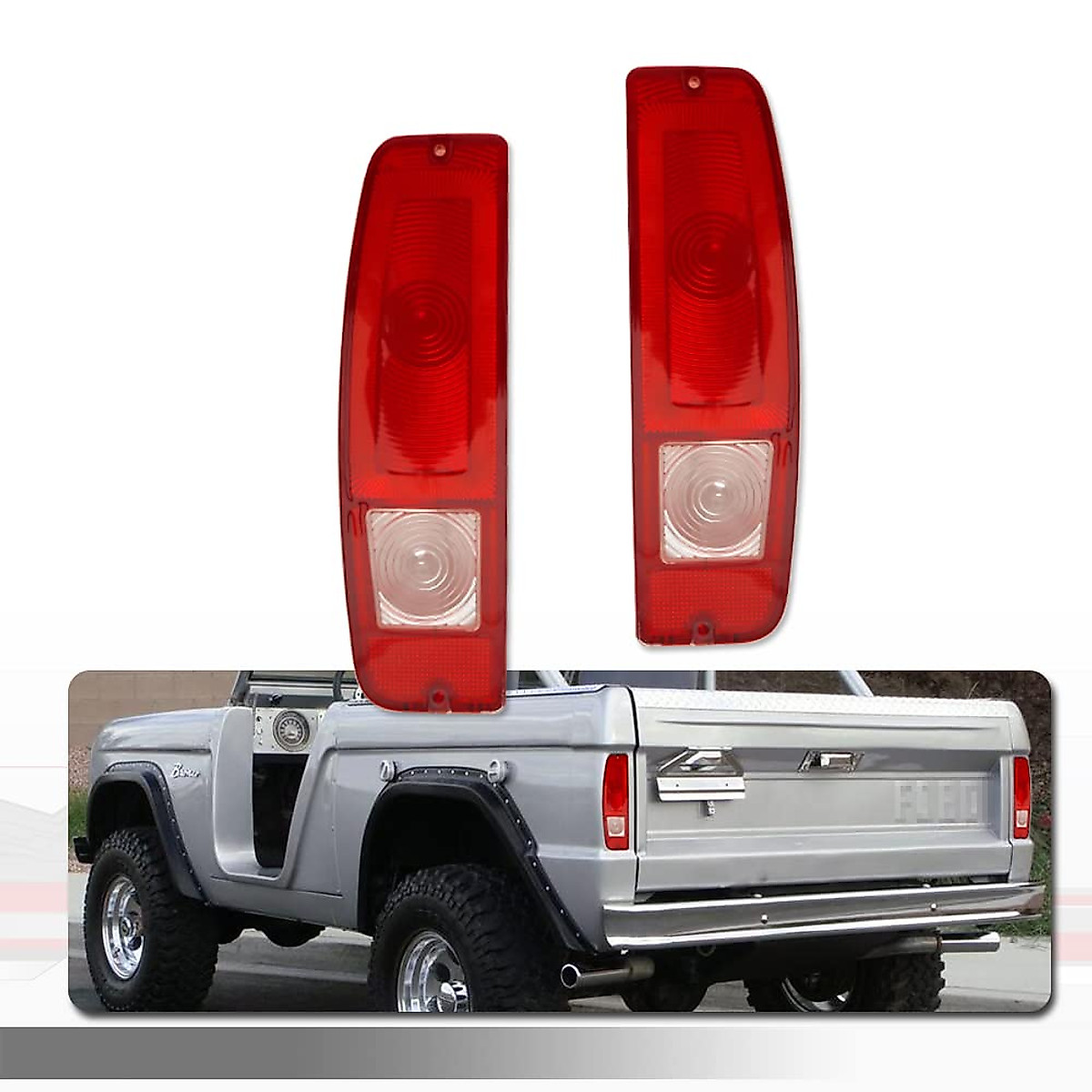 Tonsya For 1967-1972 Ford Styleside F100/250/350 TRUCK,1967-1974 Ford Econoline E100/200/300,1967-1977 Ford Bronco Rear Tail light housing Red housing