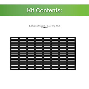 3'x6' Boardwalk Decorative Screen Panel, Black