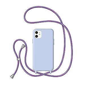 ZTOFERA Crossbody Case for iPhone 11,iPhone 11 with Lanyard Strap Protective Case Adjustable Neck Rope Liquid Silicone Soft Cover for iPhone 11 6.1 Inch,Violet
