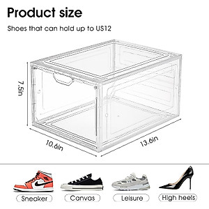 9 Pack Thicken Shoe Organizer Stackable,Upgraded Sturdy Shoe Storage Box with Magnetic Door,Shoe Containers For Sneaker Display,Hat Organizer,White