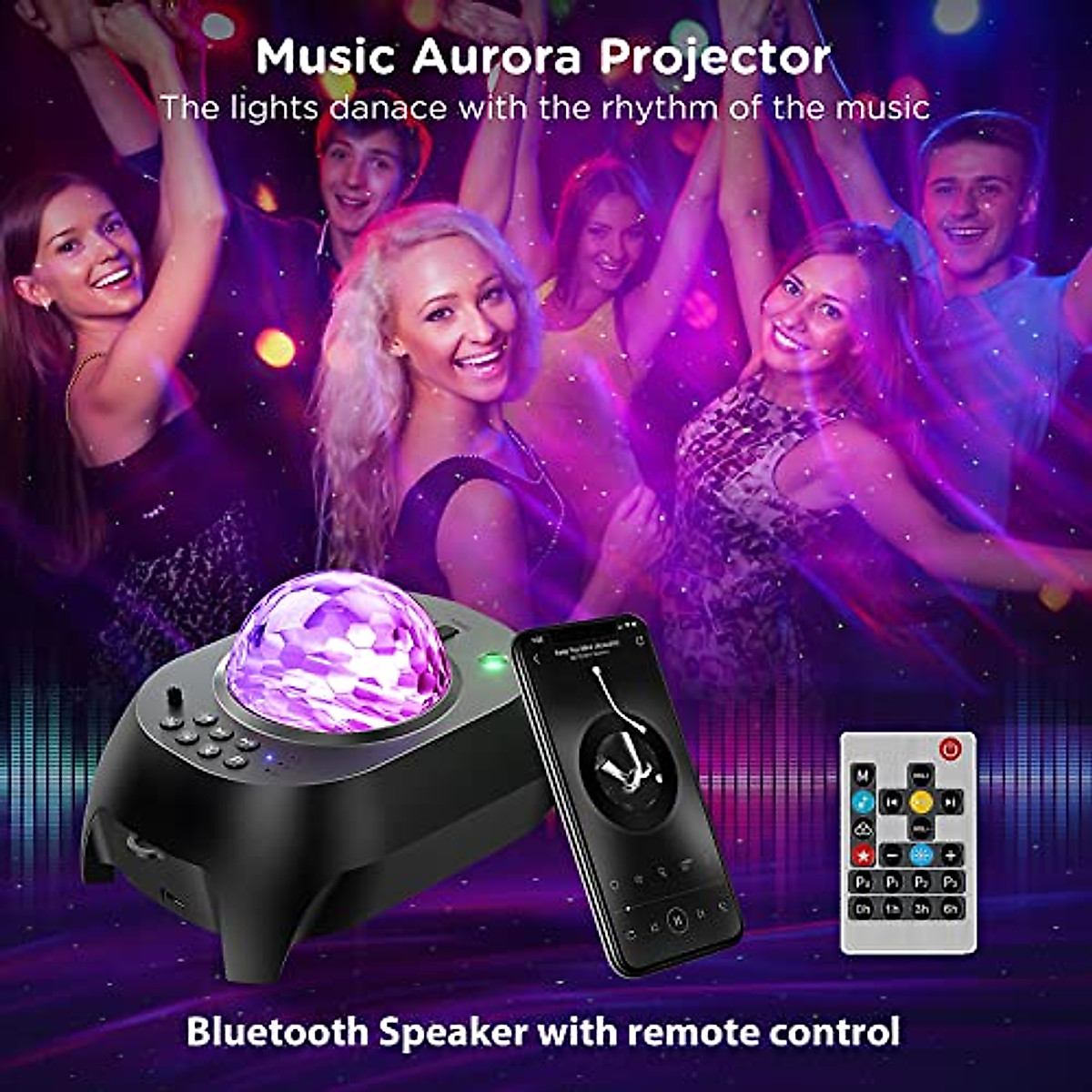Star Projector & Night Light Projector, 3 in 1 Galaxy Projector with Bluetooth Speaker, with 15 Lighting Modes, Remote Control & Timer, for Kids Adults Decor Bedroom/Party/Gathering/Christmas