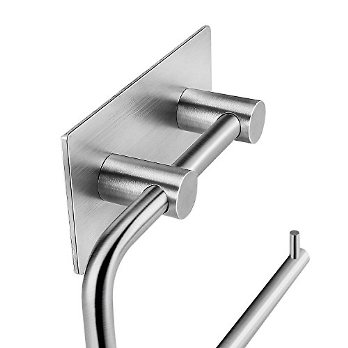 Flexzion Stainless Steel Self Adhesive Toilet Paper Holder Stand - Dispenser Tissue Roll Hanger Towel Storage Wall Mount Rustproof Brushed Finished for Bathroom Kitchen Lavatory Toilet Home (1 Pack)