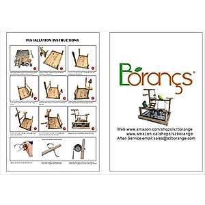 Borangs Parrots Playstand Bird Playground Wood Perch Gym Stand Playpen Bird Ladders Exercise Playgym with Feeder Cups for Parakeet Conure Cockatiel Lorikeet Budgie Cage Accessories Exercise Toy