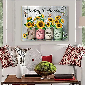 Hlison 5D Diamond Painting Kits for Adults, Diamond Art Kits for Kids Beginner, Sunflower DIY Rhinestone Diamond Painting for Gift, Home Wall Decor (12”W x 16”L)