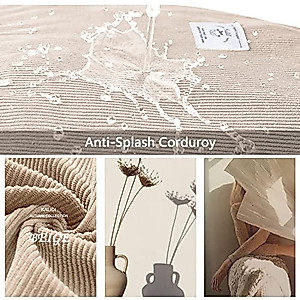 KALIDI Corduroy Tote Bag, Large Zipper Messenger Bag Shoulder Hobo Crossbody Bag Casual Work Colledge Shopping Women Beige