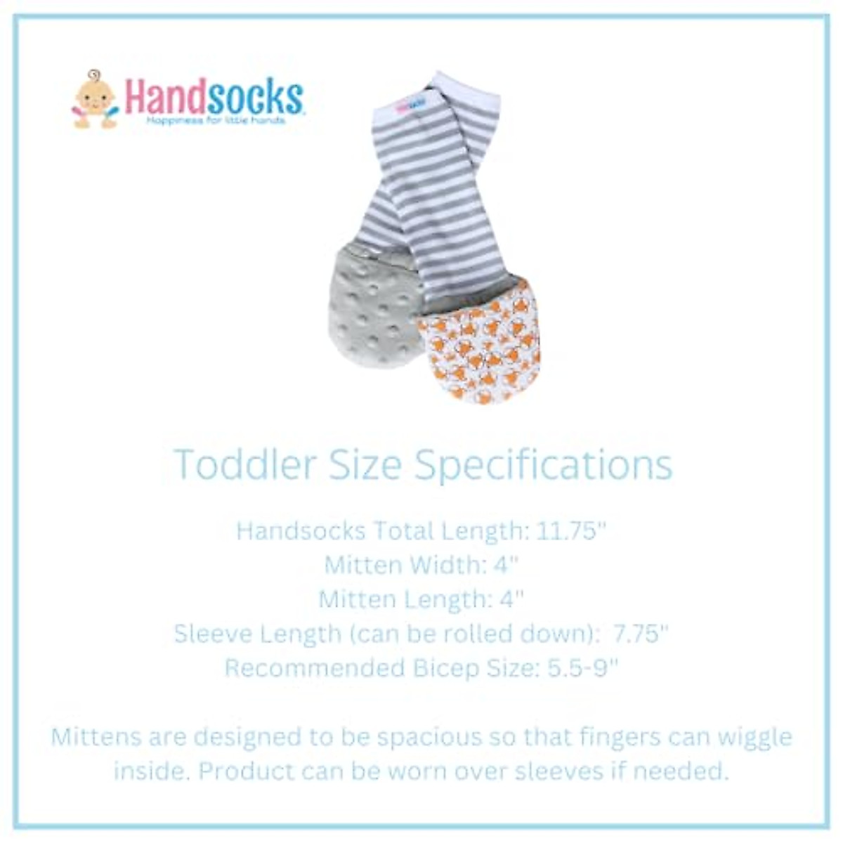 Handsocks Plushy Stay On Strap-Free No-Scratch & Warmth Mittens (Toddler Size. Bicep Should be 5.5"-9.0"), Felix (Grey/Foxes) - One Pair…