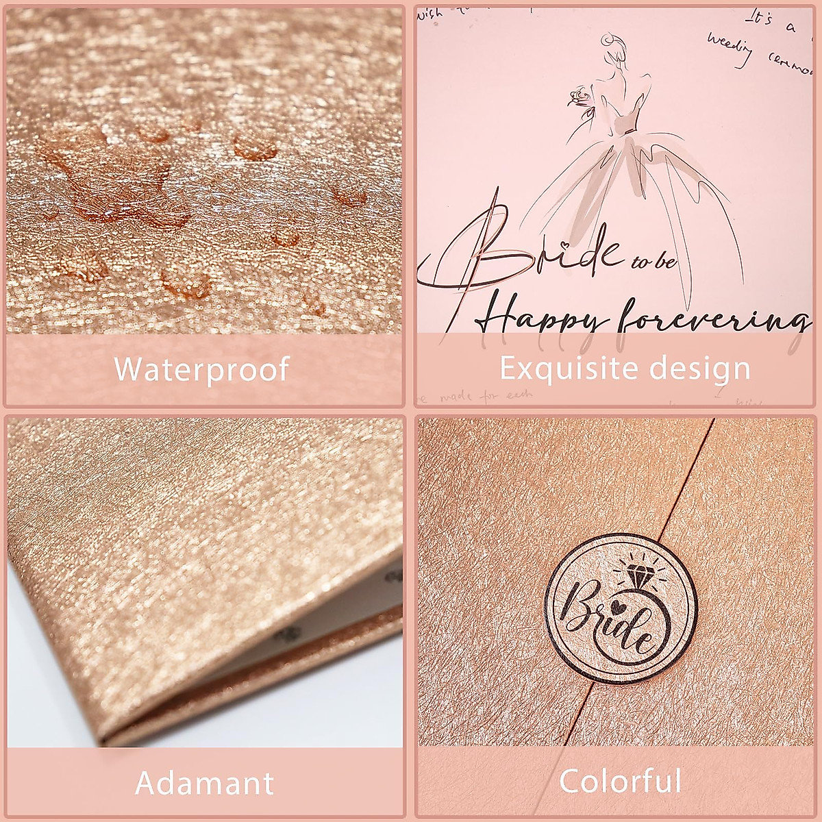 Crenics Rose Gold Bridal Shower Decorations, Bride to Be Guest Book Alternative, Bachelorette Signature Book 18" x 12", Great Bridal Shower Keepsake Gifts