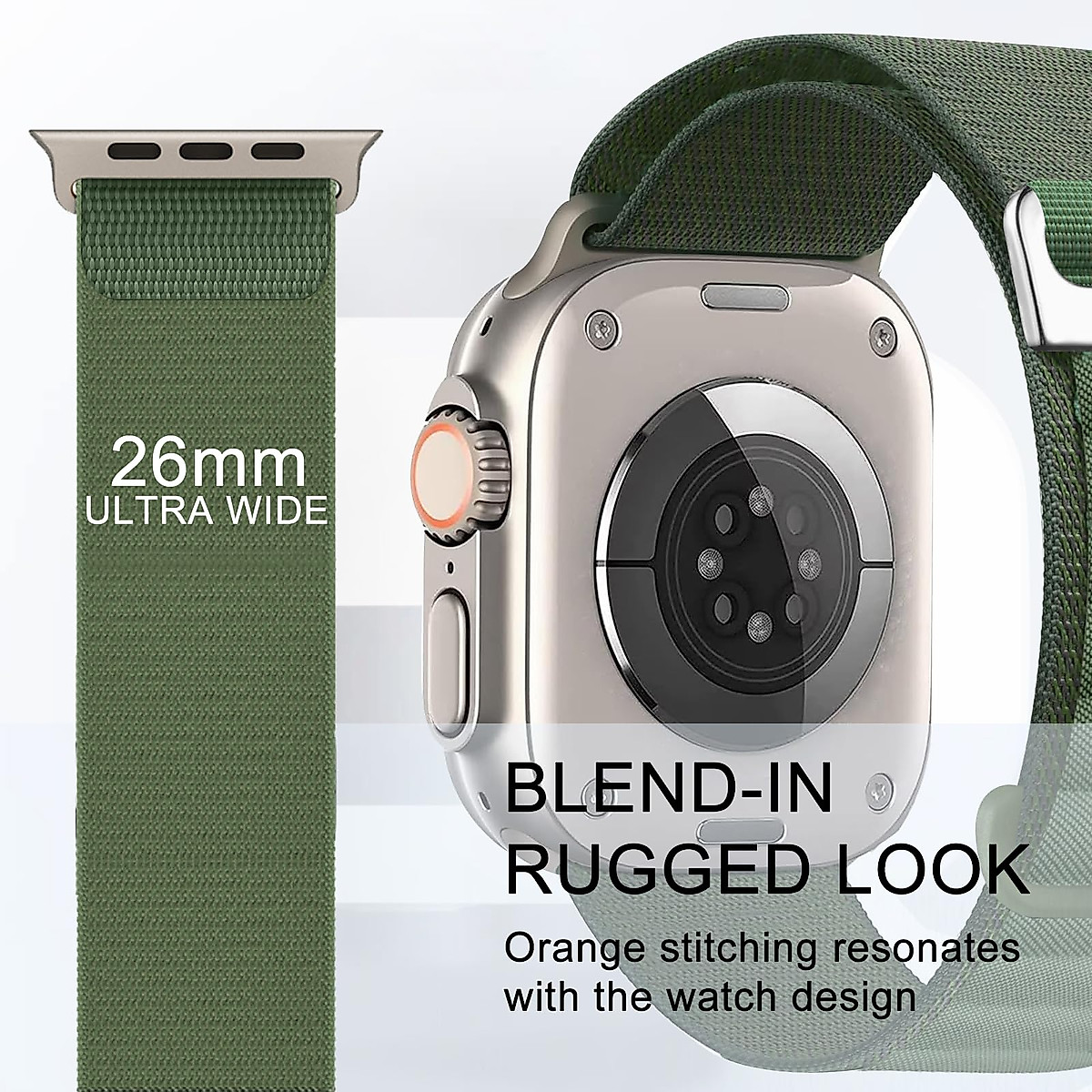 Alpine Loop Nylon Band - Compatible with Apple Watch Ultra 2/Ultra Bands 49mm 45mm 44mm for Men Women, Adjustable with Metal C Hook Strap for iWatch Ultra 2 iWatch Ultra Series 10 46mm SE/9/8/7/6/5