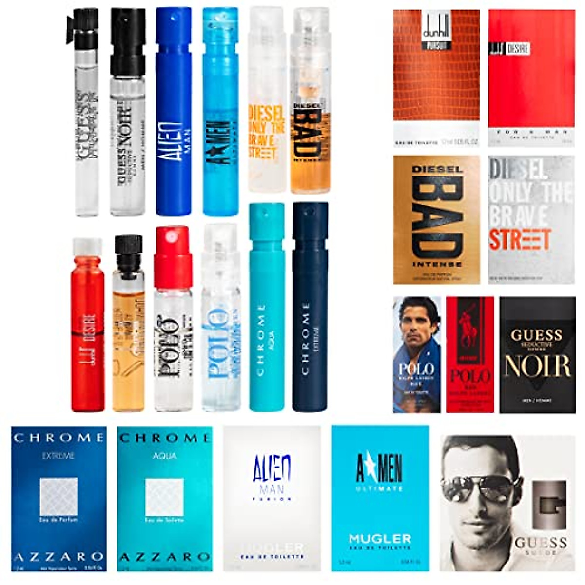 Infinite Scents Cologne Samples for Men: 12 Designer Fragrances + Pocket-Sized Pouch - Travel-Size Men's Cologne Sampler Set, Cologne Sample Pack Gift Set