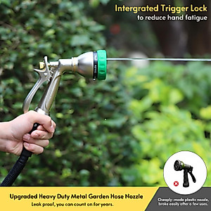 HOSUN Garden Hose Nozzle Sprayer Heavy Duty, 100% Metal Water Hose Nozzle with 7 Spray Patterns, High Pressure Hose Spray Nozzle with Lockable Rear Trigger for Watering Plant & Lawn, Washing Car & Pet