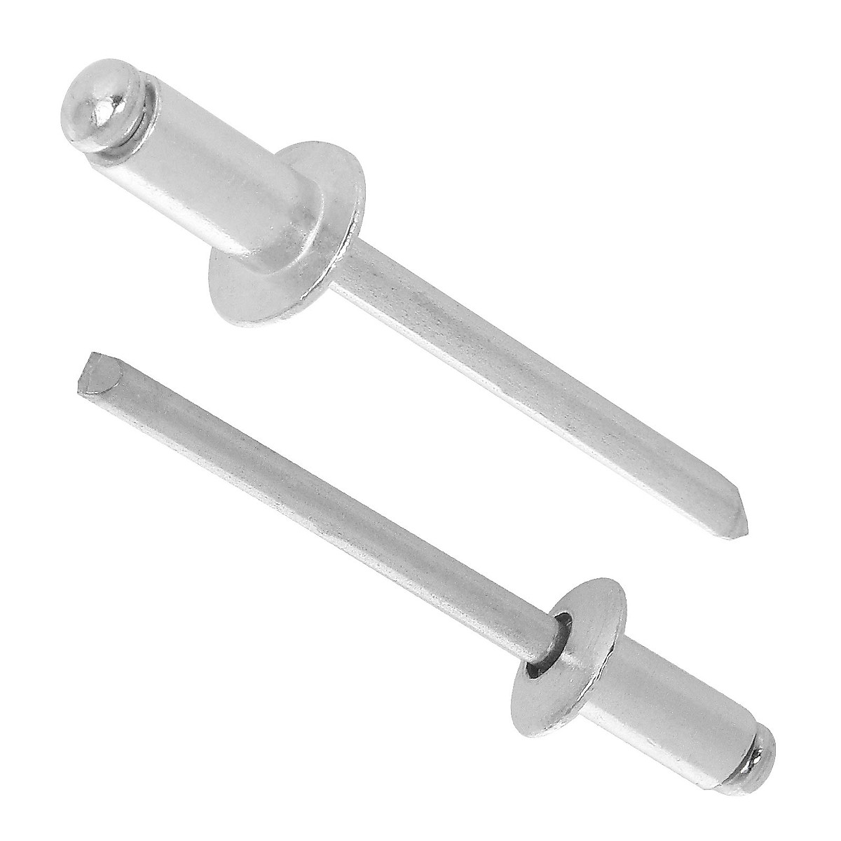 500pcs 3/16" x 3/8" Aluminum Blind Rivets, Self-Plugging Open End Type Pop Rivet with Steel Mandrel, Large Flange Blind Rivets for Sheet Metal, Automotive, Railway, Duct Work, Rivet Gun