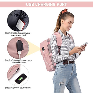 LOVEVOOK Laptop Backpack for Women Waterproof Travel Backpack with USB Charging Port 15.6 Inch