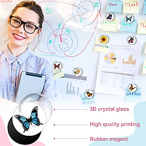 Weewooday 24 Pieces Refrigerator Magnets Crystal Glass Fridge Butterfly Flower Magnets Sticker for Home Office Cabinets Whiteboards Photos Party Holiday Kitchen Dishwasher Locker Decorative Magnets