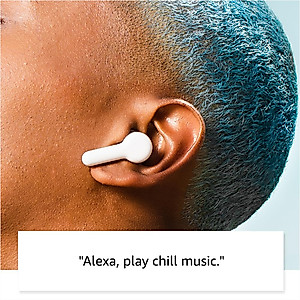 Amazon Echo Buds (newest model), True Wireless Bluetooth 5.2 Earbuds with Alexa, audio personalization, multipoint, 20H battery with charging case, fast charging, sweat resistant, Glacier White