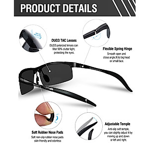 DUCO Mens Sports Polarized Sunglasses UV Protection Sunglasses for Men 8177s