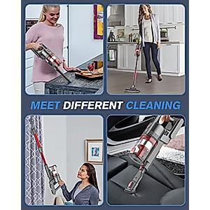 Fykee Cordless Vacuum Cleaner, Adjustable Mode Cordless Vacuum with Large Detachable Battery, 1.2L Dust Cup Ultra-Quiet Stick Vacuum Cleaner up to 35 mins Run Time for Carpet Hardwood Pet Hair