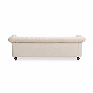 KEIKI 84" Sofa Couch 3-Seater with Button-Tufted Fabric,Mid Century Modern Design Chesterfield Style, Beige