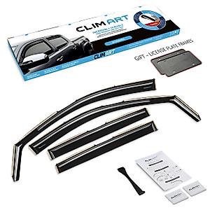 CLIM ART in-Channel Incredibly Durable Rain Guards for Ford Ranger 2019-2023 SuperCrew, Original Window Deflectors, Vent Deflector, Vent Window Visors, Dark Smoke, Truck Accessories, 4pcs - 619124LP