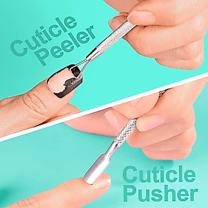 Teenitor Nail Gel Remover Tools Kit with Nail Remover Clips, Nail Remover Pads, Cuticle Oil, Nail Brushes, Nail File Buffer Block, Cuticle Peeler, Cuticle Pusher