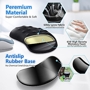 Gimars Mouse Wrist Rest with Massage Notes, Ergonomic Memory Foam Wrist Support for Mouse, Soft & Comfortable Mouse Wrist Support for Computer, Laptop, Office Work, PC Gaming-Wrist Pain Relief