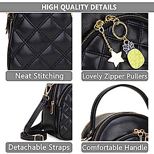 Mini Backpack Purse,VONXURY Fashion Small Leather Quilt Backpack Convertible Casual Travel Daypack for Women Ladies Girls