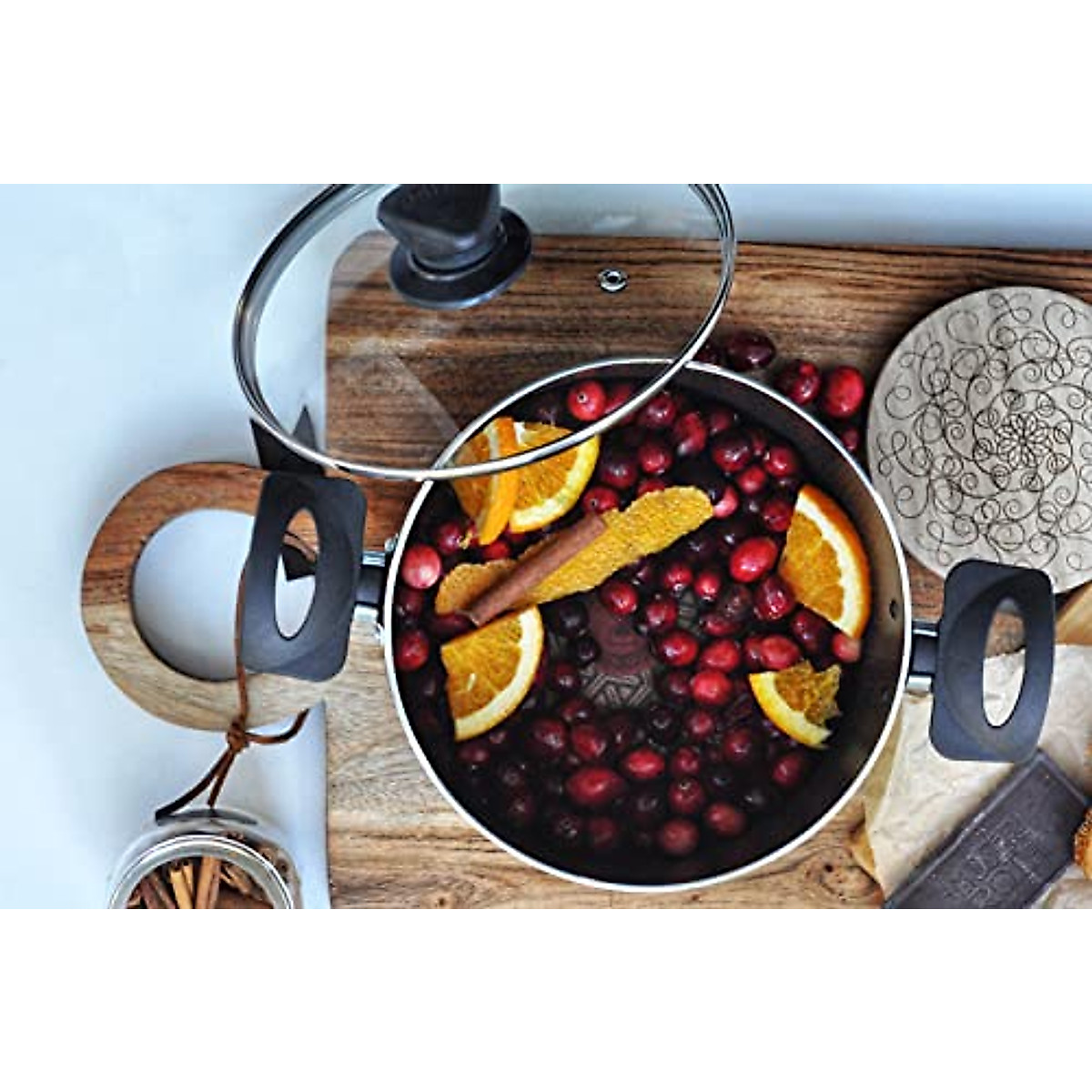 IMUSA USA 5 Quart Talent Master Line Nonstick Dutch Oven with Glass lid & Thermal Signal, Brown, (IMU-20077)