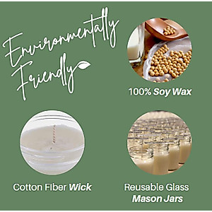 Nika's Home Oakmoss & Amber Soy Candle 12oz Mason Jar Non-Toxic White Soy Handmade, Long Burning 50-60 Hours Highly Scented All Natural, Clean Burning Candle Gift Décor