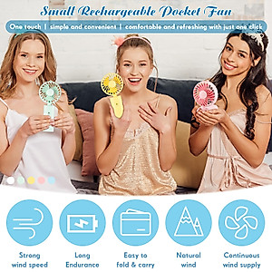 Woanger Mini Handheld Folding Fan Bulk USB Desk Fan Battery Operated Fans with Data Cable Hanging Foldable Desk Fan Small Rechargeable Pocket Fan Portable USB Electric Fan (20 Pcs)