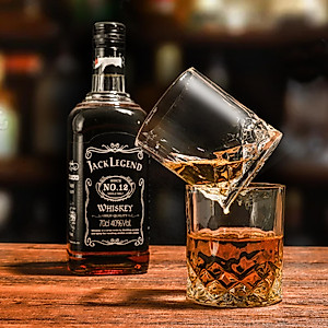 SIYOUKI Crystal Whiskey Glasses Set 11 oz, Old Fashioned Rocks Barware Lowball Glass for Bourbon, Scotch Whisky, Cocktails, Cognac, Liquor Drinking, Men Gift (2 Pack)