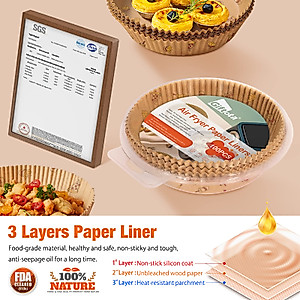 Air Fryer Disposable Paper Liners - Food Grade Non-stick Parchment Paper, 7.9In Upgrade Oil-proof for Air Frying, Baking, Roasting Microwave (100Pcs-Fit 5-8 QT)