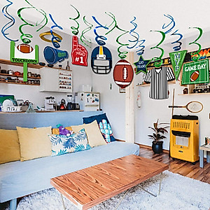 36Ct Football Hanging Swirl Decorations Super Bowl Game Day Decorations,Sport Game Day Party Supplies