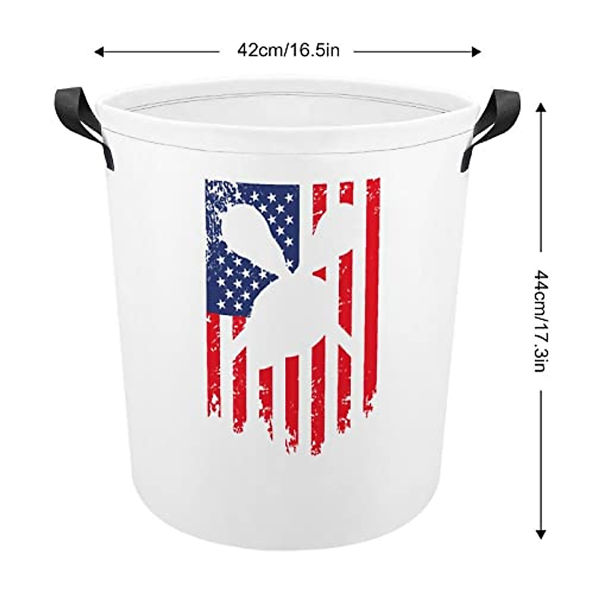Lacrosse Helmet and Sticks American Flag Large Laundry Basket Hamper Bag Washing with Handles for College Dorm Portable