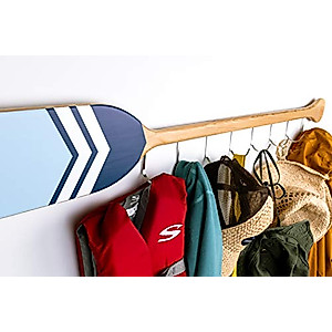 Coat Rack Wall Mount with 8 Hooks on Boat Paddle. Fun, Nautical Themed Clothes Hanger. Makes a Great Gift. Fully Assembled. Mount on Wall or Door in Mudroom, Entryway, Bathroom, Bedroom. Color: Navy