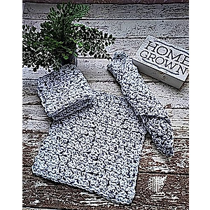 Black White Dish Cloth Set of 3 Handmade Crochet Wash Cloths Organic Cotton Eco Friendly Dish Rags