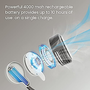 Homace Foldable Neck Fan with Cooling and Heating Pad, with traveling case, 4000mAh Rechargeable Battery Operated, Wearable Personal Fan, Refrigerated Chip, 3 Speeds,Outdoor indoor.